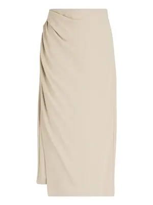 Vince Draped Knitted Midi Skirt - Beige