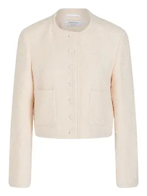 Another Tomorrow Cropped Cotton-tweed Jacket - Cream