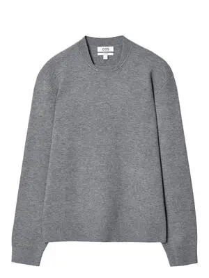 Cos Bomber-Neck Knitted Sweater Gray