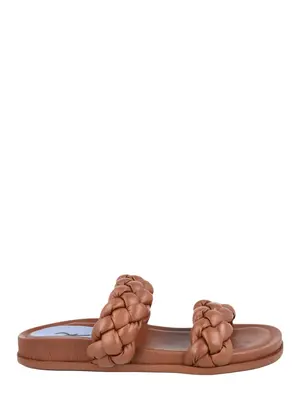 BIRD&CO Blue Bird Shoes Braided Leather Slides - Brown