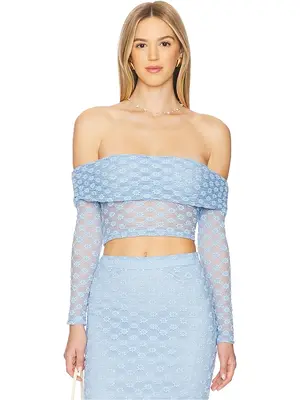 Bardot X Adoni Off The Shoulder Top - Cornflower