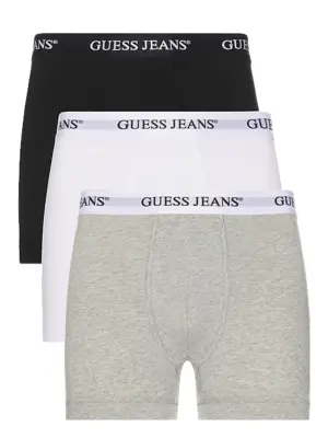 Guess 3 Pack Boxer Brief In Grey,white,black - White  Black  & Grey
