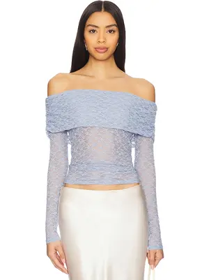 Astr The Label Diamante Top - Blue