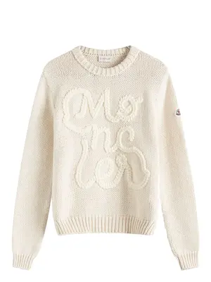 Moncler Logo Crew Neck Knit - Beige