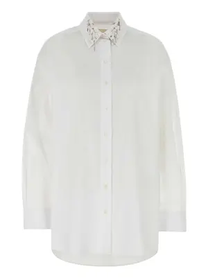 Givenchy Sequin-collar Oversize Shirt - White