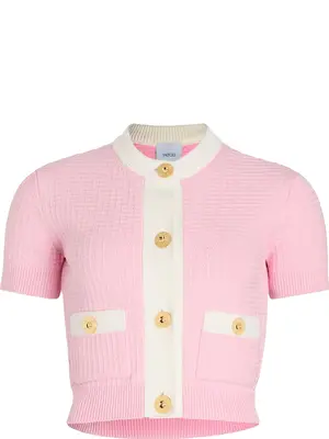 PATOU Cropped Waffle-knit Cardigan - Pink