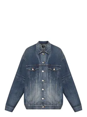 Balenciaga Tape Type-print Denim Jacket - Blue