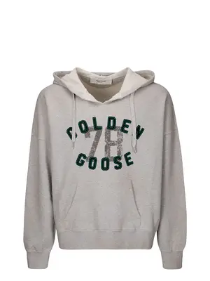 GOLDEN GOOSE Logo-print Hoodie - Grey