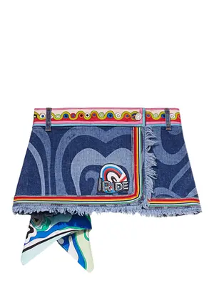 Emilio Pucci Marmo-print Denim Skirt - Blue