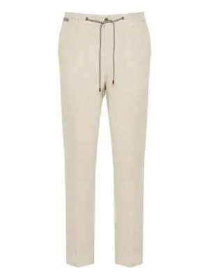 Corneliani Drawstring Linen Trousers - Neutrals