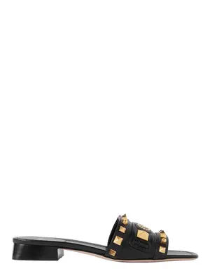 Valentino Garavani Plaster Caster Studded Leather Slides - Black