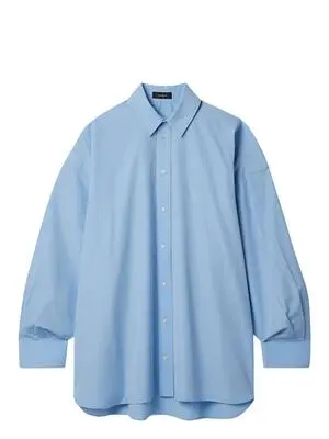 Wardrobe.NYC Oversized Cotton-poplin Mini Shirt Dress - Blue