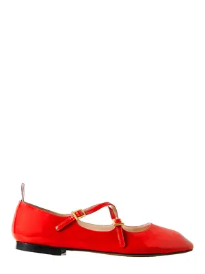 Thom Browne Grosgrain-trimmed Ballet Flats - Red