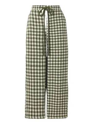 THE ELDER STATESMAN Checked Cashmere Pants - Green