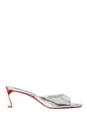 CHRISTIAN LOUBOUTIN Condora 55 Metallic Cracked-leather Mules - Silver