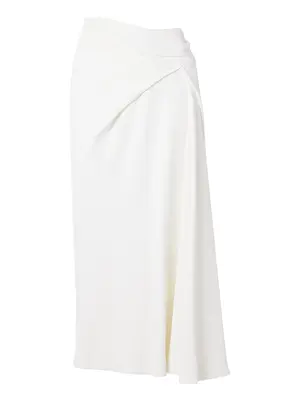 Another Tomorrow Twisted Stretch-crepe Midi Skirt - Ivory