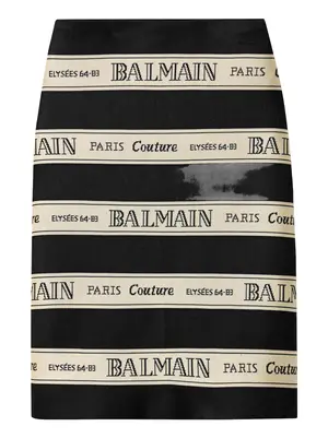 Balmain Canvas-jacquard Midi Skirt - Black