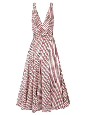 Bottega Veneta Knotted Paneled Striped Silk-habotai Maxi Dress - Multi