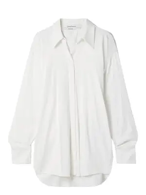 Another Tomorrow Satin-crepe Shirt - Neutrals
