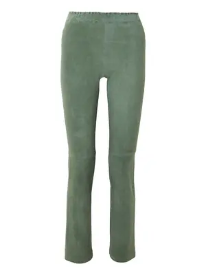 Stouls Jp Paneled Suede Flared Pants - Green