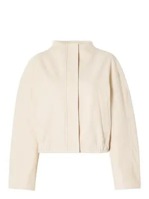 Loulou De Saison Bago Cropped Textured Cotton-blend Twill Jacket - Neutrals