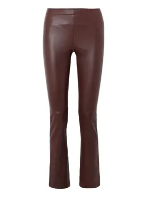Stouls Jp Paneled Leather Flare Pants - Brown