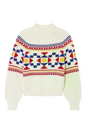 HIGH SPORT Lara Intarsia-knit Cotton-blend Sweater - Ecru