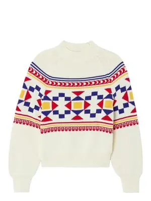 HIGH SPORT Lara Intarsia-knit Cotton-blend Sweater - Neutrals