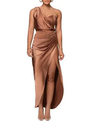 JLUXLABEL JLUXLABEL Anastacia Bustier Satin Gown Brown