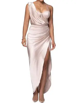 JLUXLABEL Anastacia Bustier Satin Gown - Pink