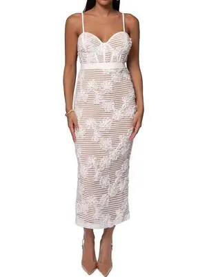 JLUXLABEL Angelic Crochet Lace Midi Cocktail Dress - White