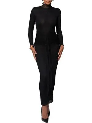 JLUXLABEL Mock Neck Maxi Dress - Black