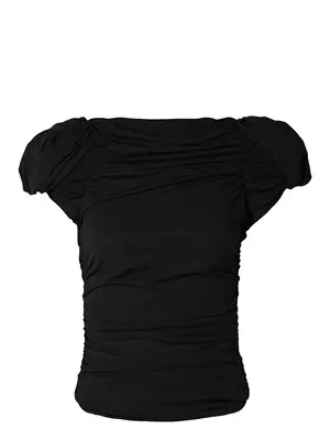 Magda Butrym Ruched Silk-blend Top - Black