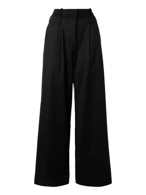 16Arlington Ivlia Layered Pleated Wide-leg Pants - Black