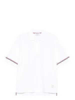 Thom Browne Rwb-stripe Cotton Polo Shirt - White