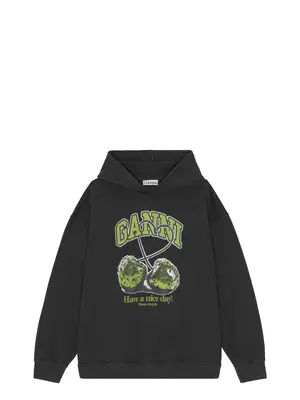 GANNI Printed Hoodie - Black