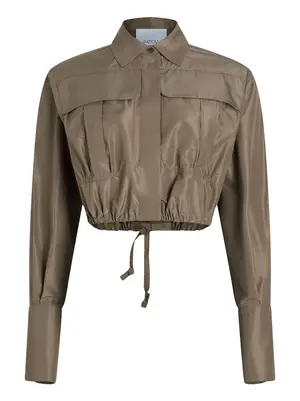 Patou Cropped Faille Safari Shirt - Brown