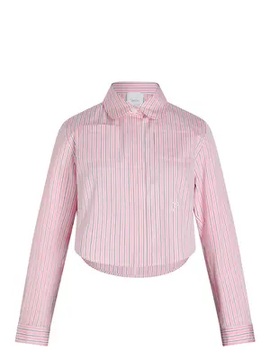 PATOU Cropped Printed Poplin Shirt - Pink