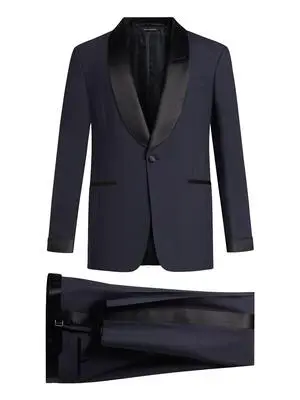 TOM FORD Satin-trim Suit - Blue
