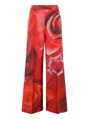 Roberto Cavalli Floral Print Trousers - Red