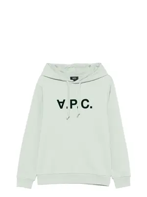 A.p.c. Flocked-logo Hoodie - Green