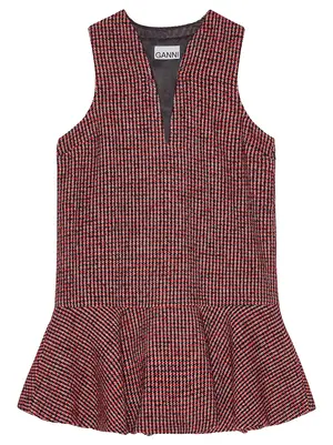 GANNI Checked Mini Dress - Red