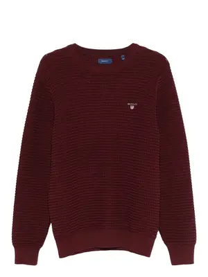 Gant Textured Cotton Sweater - Red
