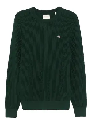 Gant Textured Cotton Sweater - Green