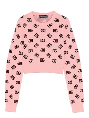 Dolce & Gabbana Dg Jacquard Cropped Sweater - Pink