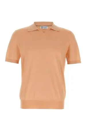 Brunello Cucinelli Knitted Polo Shirt - Orange