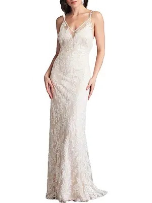 Tadashi Shoji Pippa Embroidered Gown - Ivory