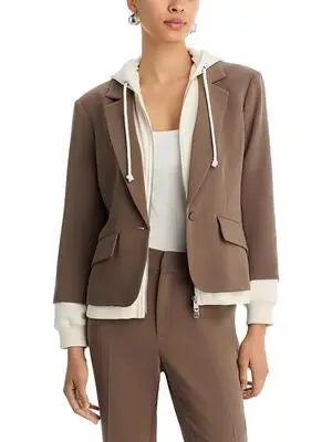 Cinq À Sept Khloe Hooded Blazer - Taupe/ivory