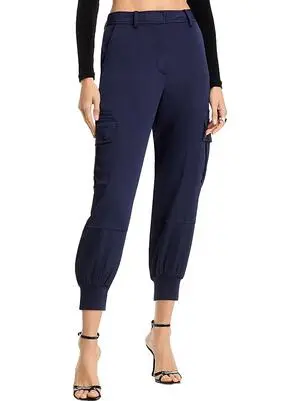 Aqua Satin Jogger Pants Navy