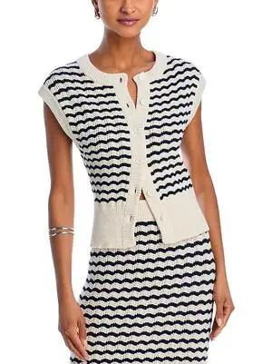A.L.C. Margo Sleeveless Cardigan Parchment/navy Stripe